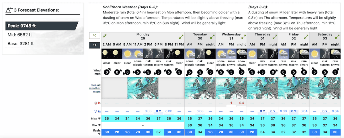 Hiking Weather Forecasts: Meteoblue, Mountain-Forecast, NOAA, Windguru